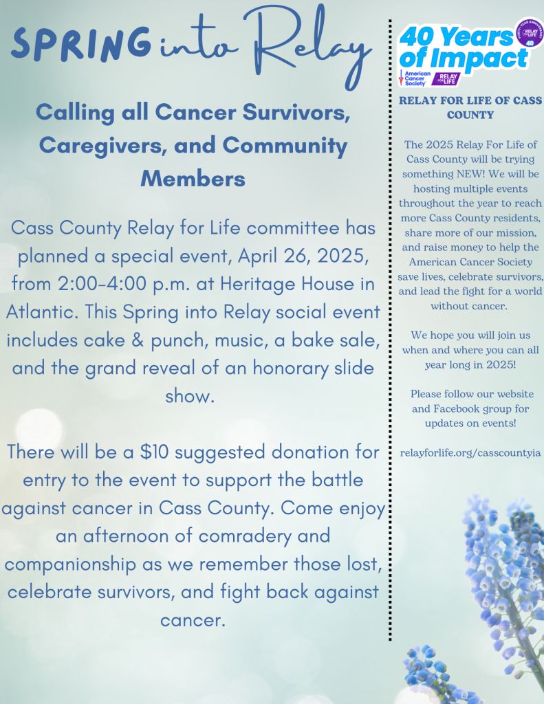 Cass County Relay for Life Hosts Spring into Relay Event « KJAN | Radio ...