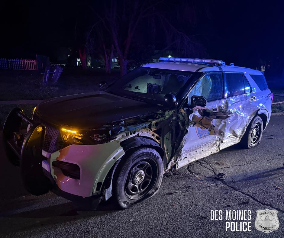 1955 Chevrolet Bel Air hit DMPD patrol car nearly head on overnight ...