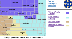 Wind Advisory for parts of western IA Sunday (1/18/26) « KJAN | Radio ...
